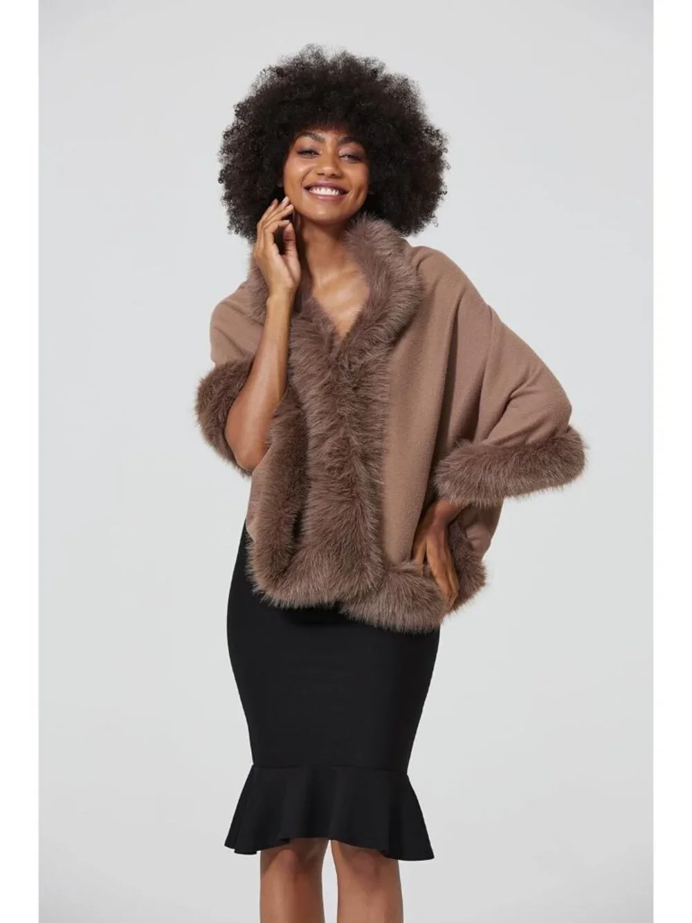Accessories | Faux Fur Shawl Wrap Women Cape Poncho Cloak With Faux Fur ...